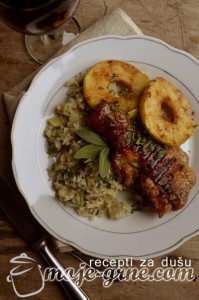 Grilovani bataci sa prilogom od basmati pirinča, čičoke i koprive